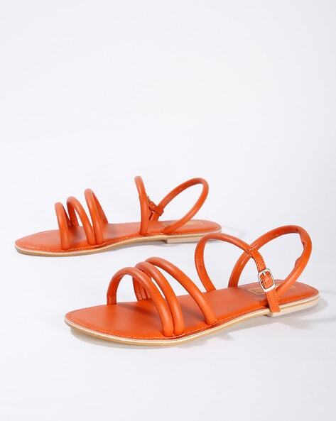 Orange Flat Sandals - CraftySandals.com